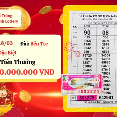 Đổi thưởng Đặc Biệt Bến Tre 2 tỷ đồng - Đổi số trúng đặc biệt: 090 999 0007